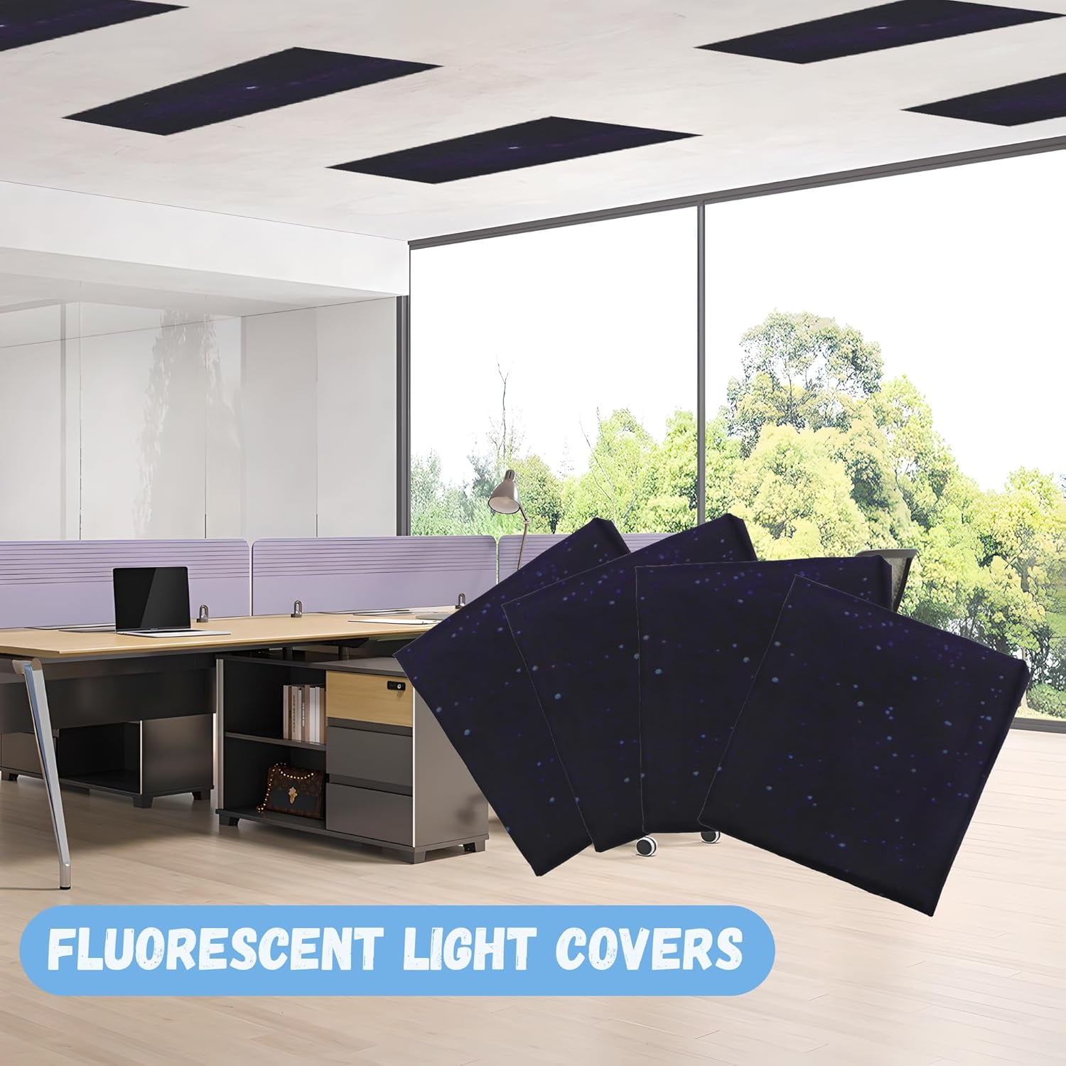 YUYAN-4 Pack Fluorescent Lamp Cover with 4 x 2 Feet Magnetic, Light ...