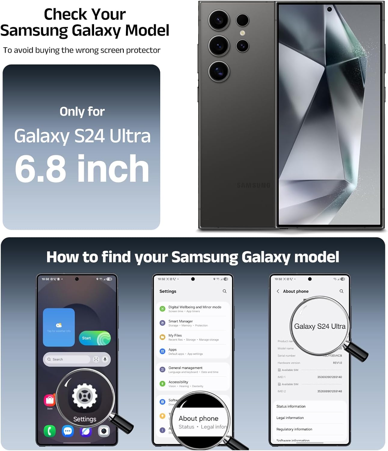 YUYAN-- 4 Pack for Galaxy S24 Ultra [6.8"] Screen Protector, 100% ...