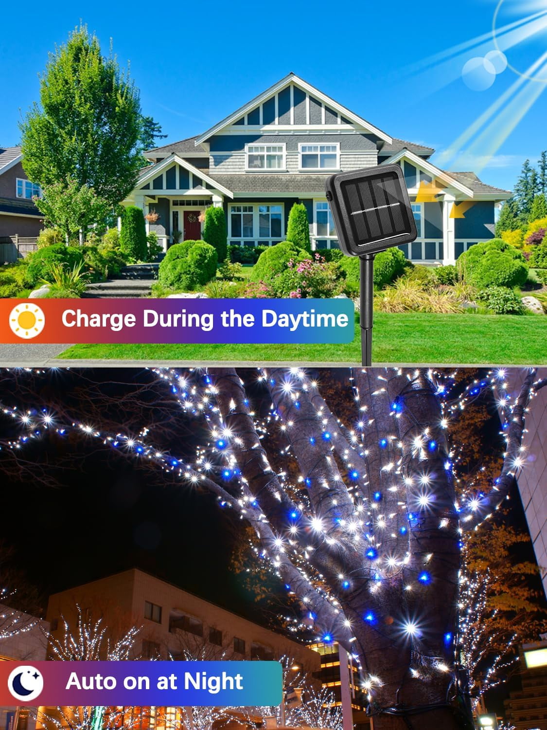 YUYAN-4 Pack Solar Christmas Lights Outdoor Waterproof, 132FT 400LED ...