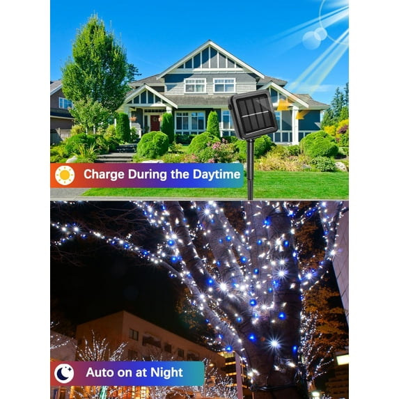YUYAN-4 Pack Solar Christmas Lights Outdoor Waterproof, 132FT 400LED ...