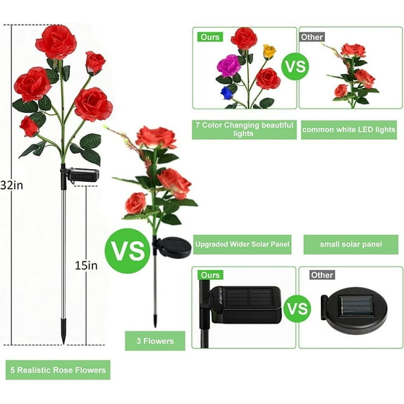 YUYAN-4 Pack Solar Garden Lights, Solar Flower Lights Outdoor ...
