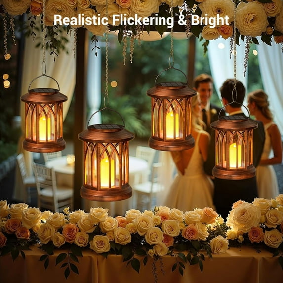 YUYAN-4 Pack Solar Lantern Outdoor Lights, Hanging Solar Lanterns ...