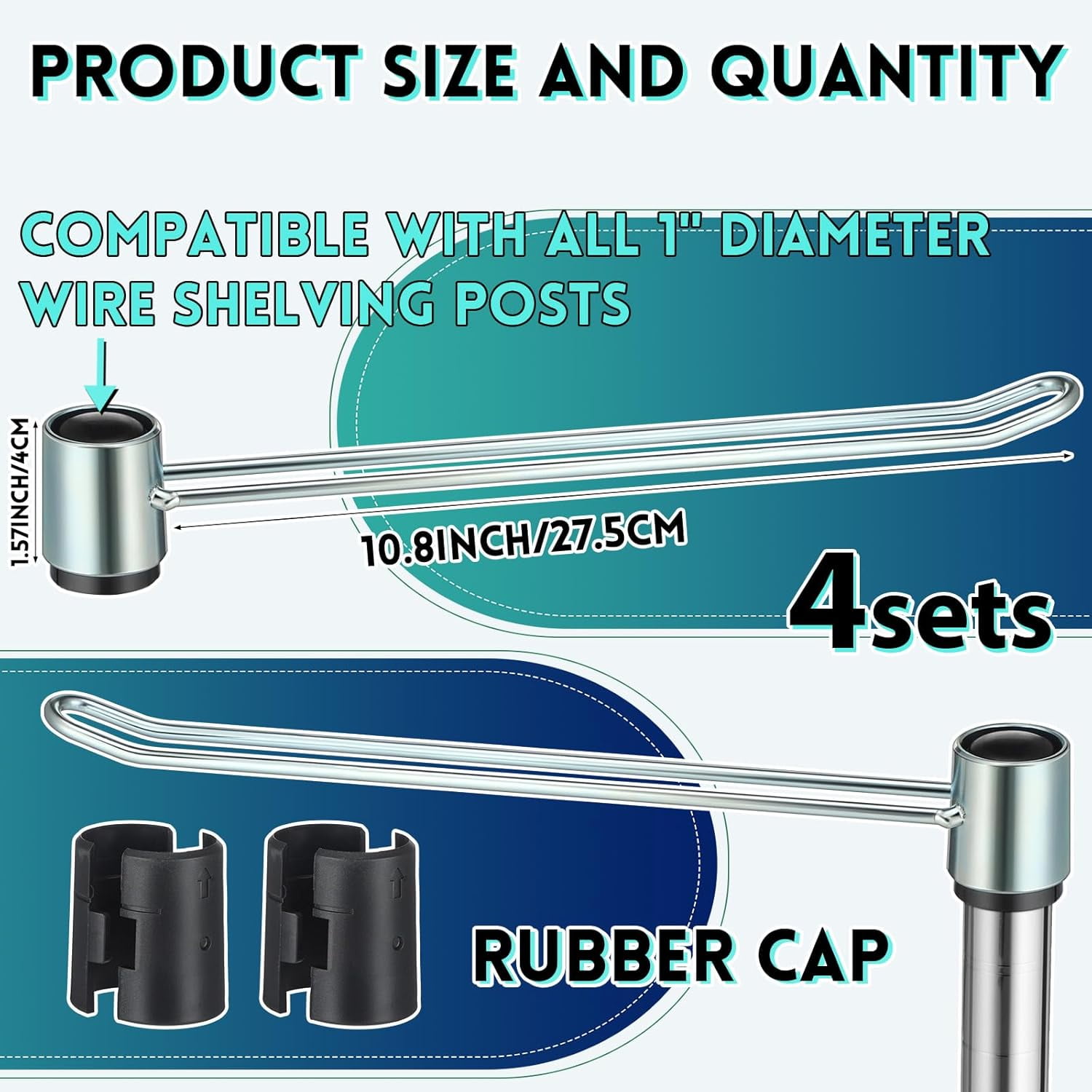 YUYAN-4 Pcs Wire Shelf Hooks Post Utility Hook Wire Shelving ...