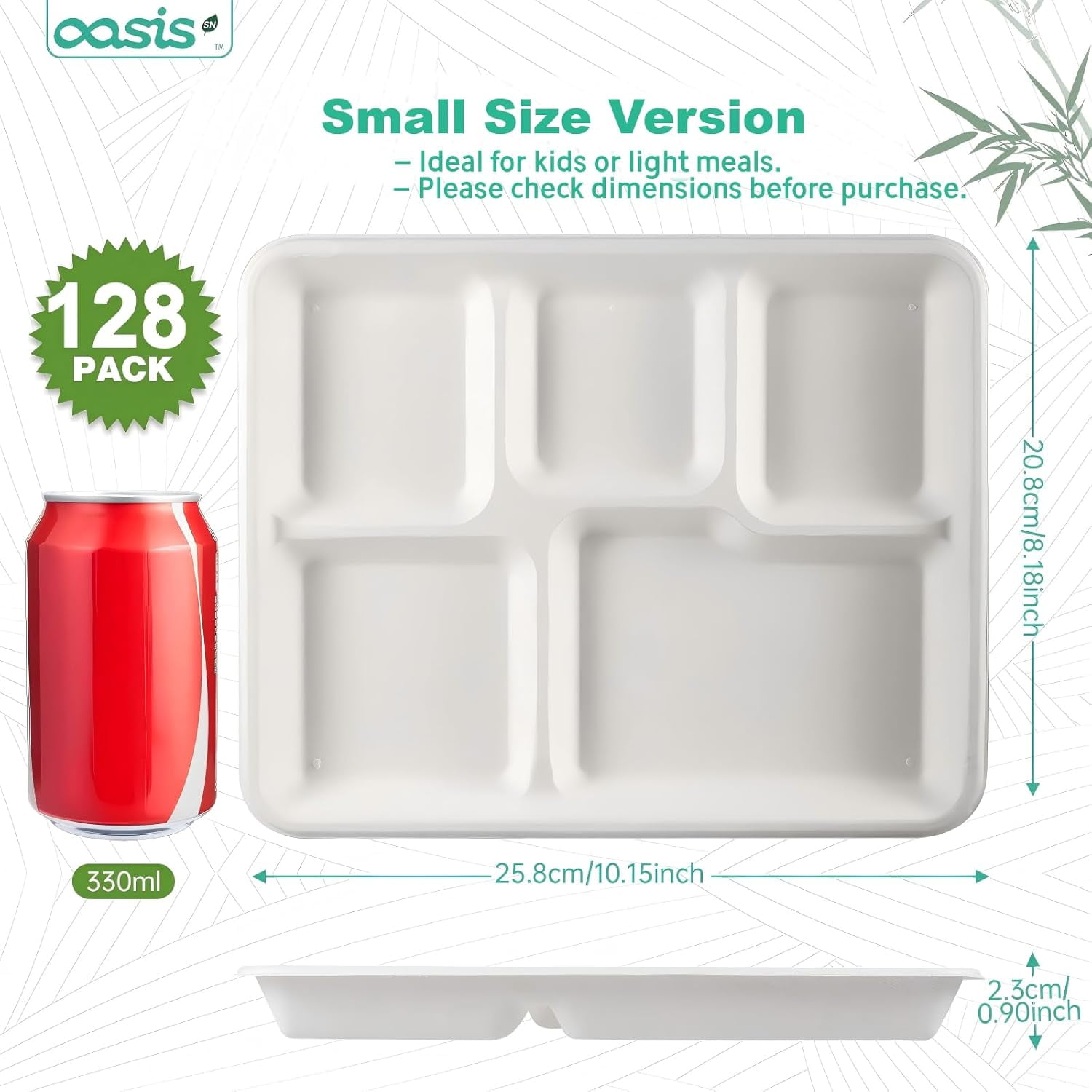 YUYAN-𝟭𝟬𝘅𝟴", 𝟭𝟮𝟴-𝗣𝗮𝗰𝗸 5-Compartment Disposable Paper Plates, 𝗦𝗺𝗮𝗹𝗹 ...