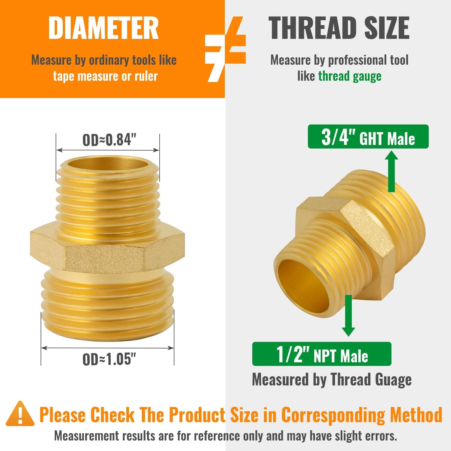 YUYAN-5 Pack 3/4" GHT Male x 1/2" NPT Male Garden Hose Adapters, GHT to ...
