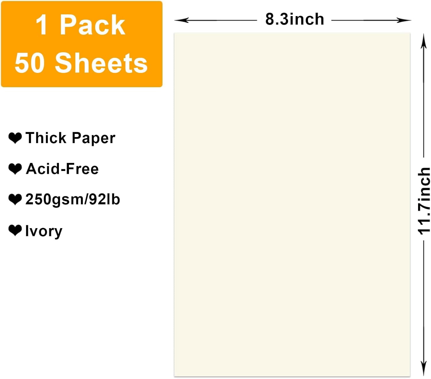 YUYAN-50 Sheets Cream Cardstock A4, 92lb/250gsm Ivory Cardstock, Heavy ...