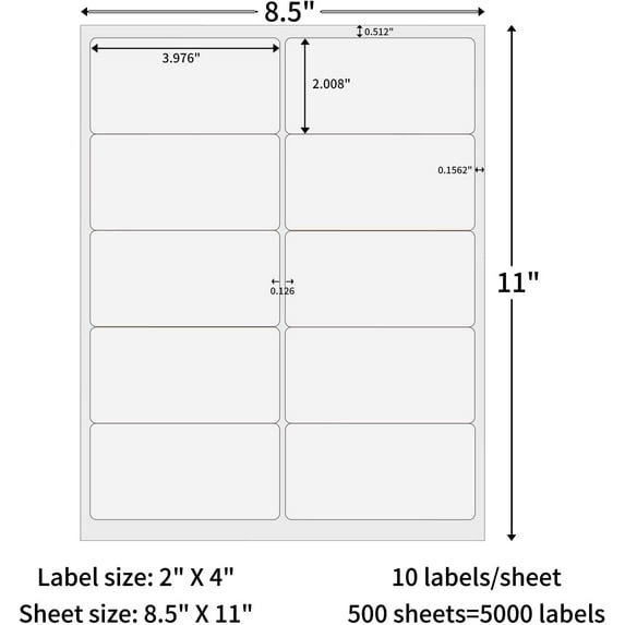 YUYAN-500 Sheets Shipping Labels, 2 x 4 Sticker Paper for Laser/Inkjet ...