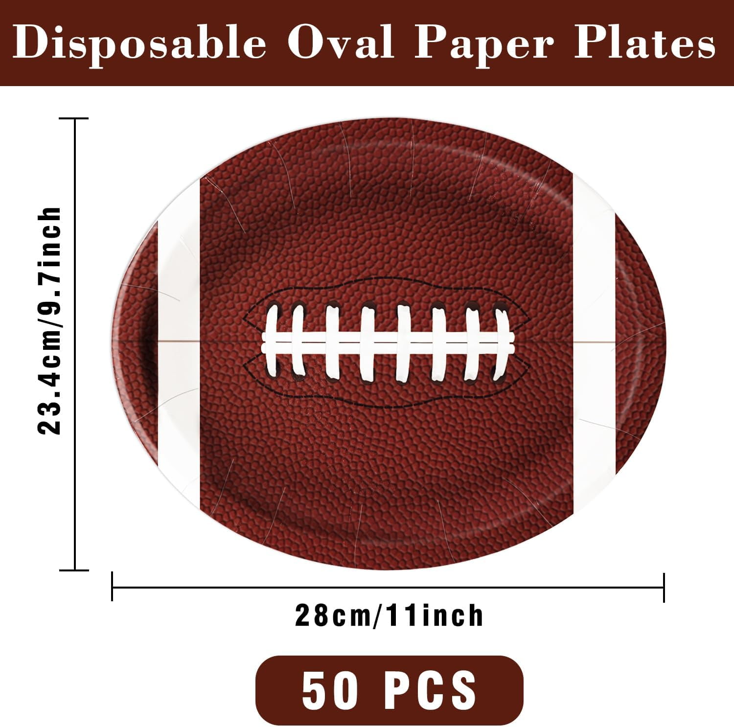 YUYAN-50PCS Football Plates, Large 9 x 11 inch Football Shaped ...