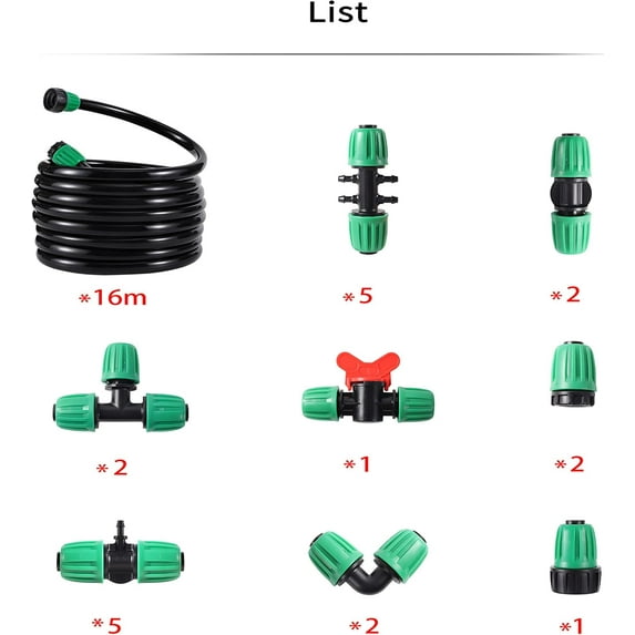 YUYAN-52 FT 1/2”PVC Garden Irrigation Tubing Hose（OD:16mm,ID:12mm),1/2 ...
