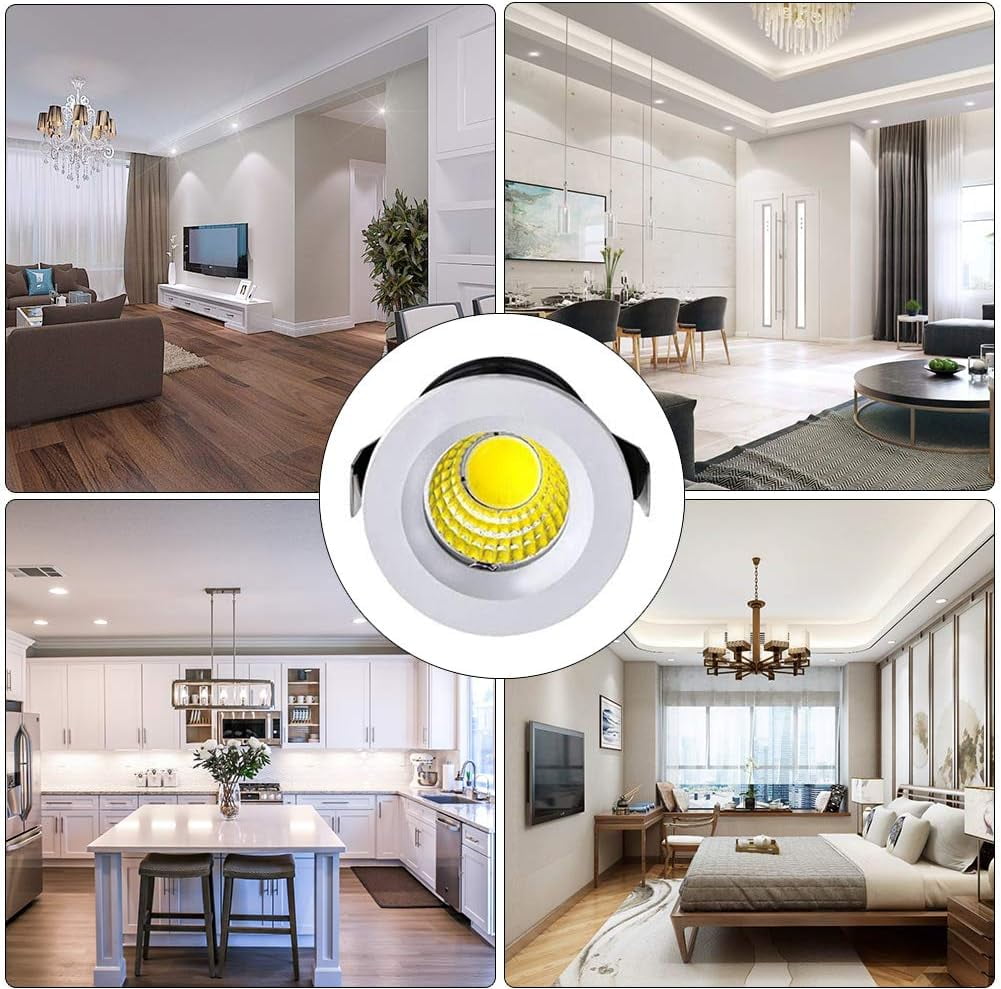 YUYAN-5Pack 3W Mini LED Recessed Lighting, 1 Inch Recessed LED Lights ...