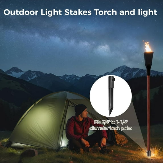 YUYAN-6 PCS Outdoor Light Stakes for Tiki Torch Stand, Ground Stakes ...