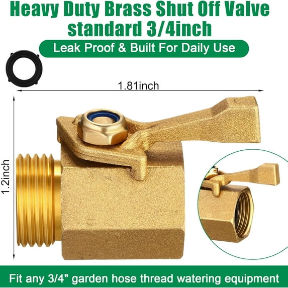 YUYAN-6 Pack Garden Hose Shut Off Valve Heavy Duty 3/4 Inch Solid ...
