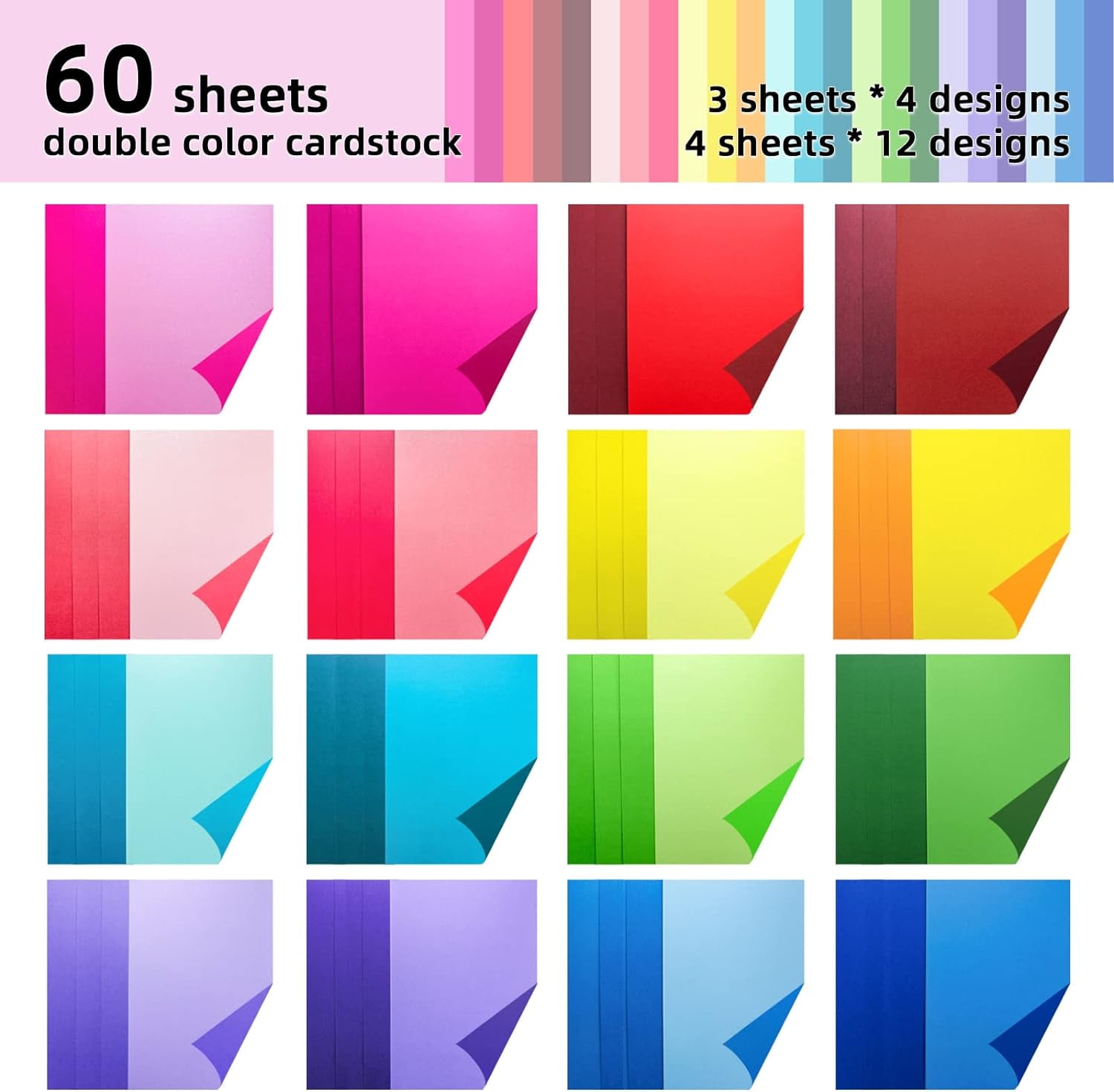 YUYAN-60 sheets Color Cardstock, 28 Assorted Colors 250 gsm A4 Size ...