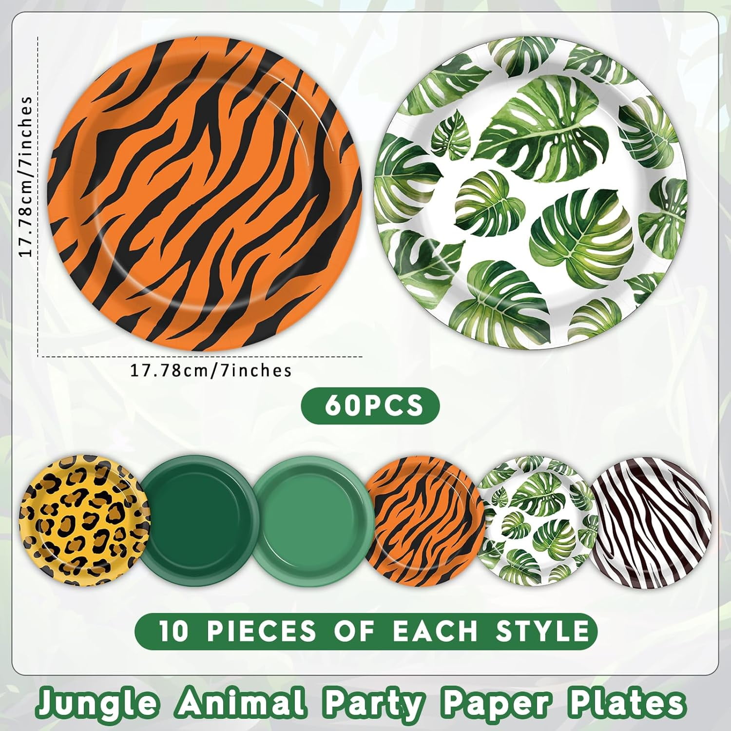 YUYAN-60Pcs Jungle Safari Party Paper Plates for Wild Animal Party ...