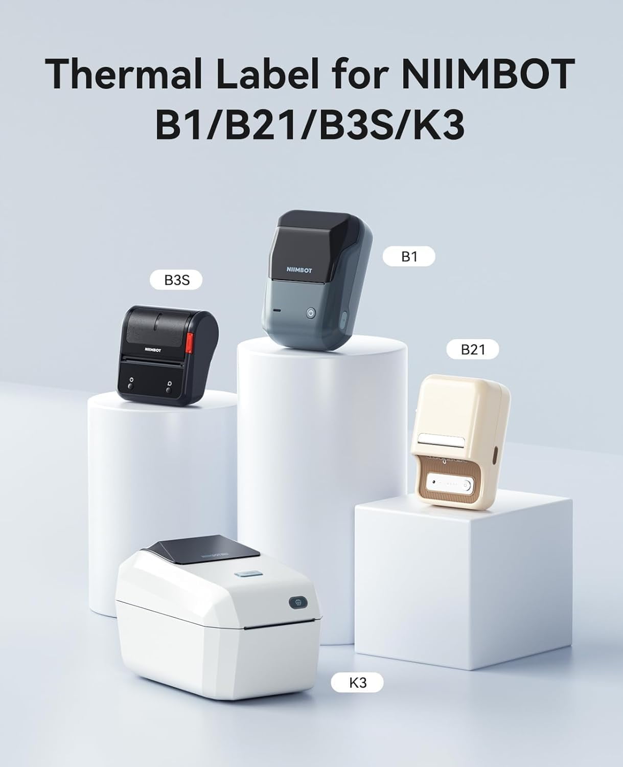 YUYAN-6Rolls Label Tape for NIIMBOT B1/B21/B3S Printer, (1380Pcs in ...