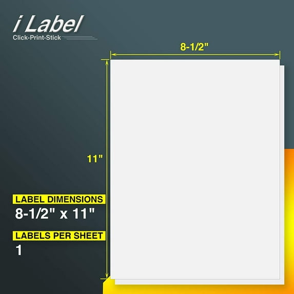 YUYAN-8.5" x 11" Full Sheet Label Sticker Paper for Laser & Inkjet ...