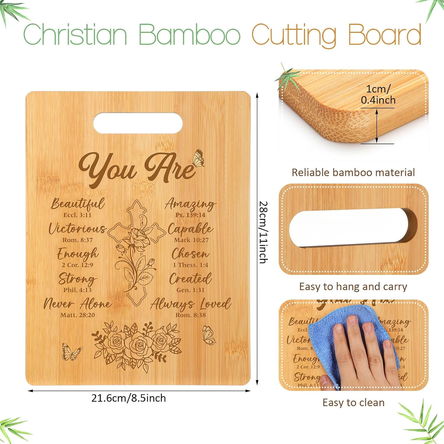 YUYAN-8 Pcs Christian Cooking Utensils Gift Set for Women Bamboo ...