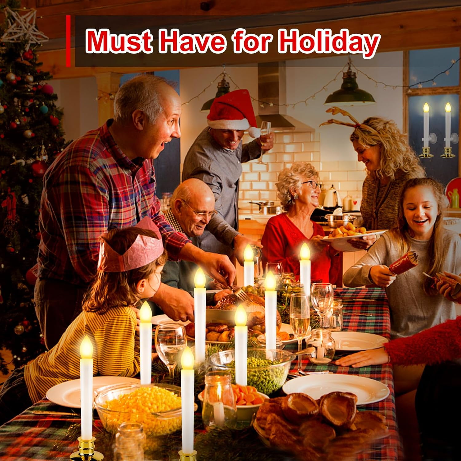 YUYAN-8PCS Christmas Window Candles with Timer Remote Battery Operated ...