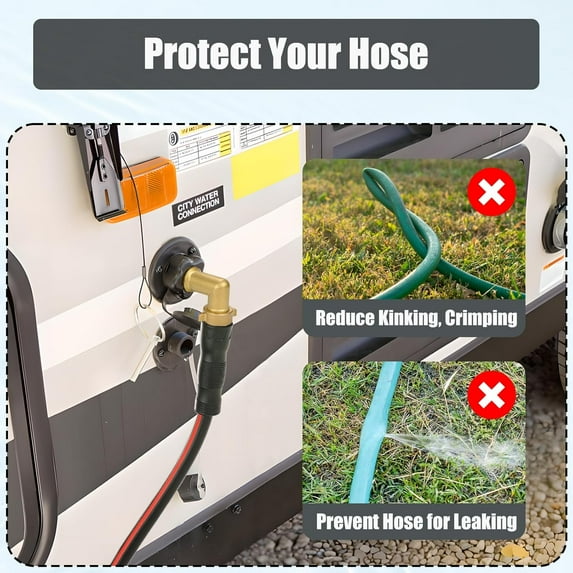 YUYAN-90 Degree Water Hose Elbow For RV, Brass Garden Hose Elbow with ...