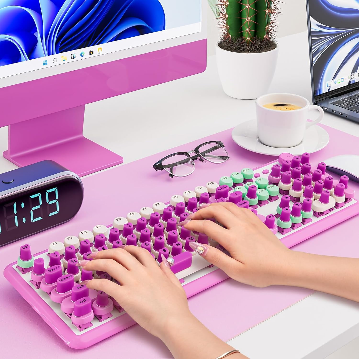 YUYAN-91PCS Raised Keyboard Stickers for Long Nails, Soft Silicone Long ...