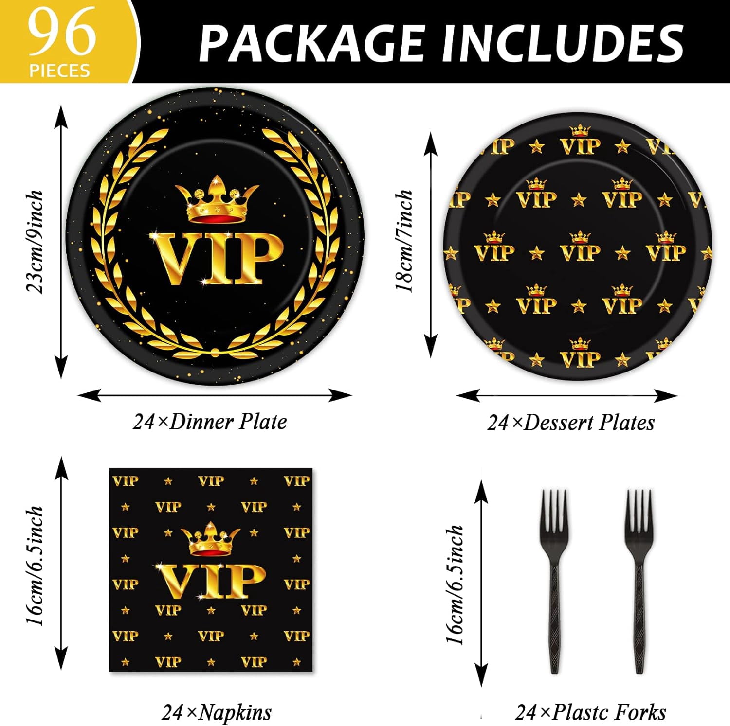 YUYAN-96 Pcs Vip Movie Night Party Supplies Paper Plates Napkins ...