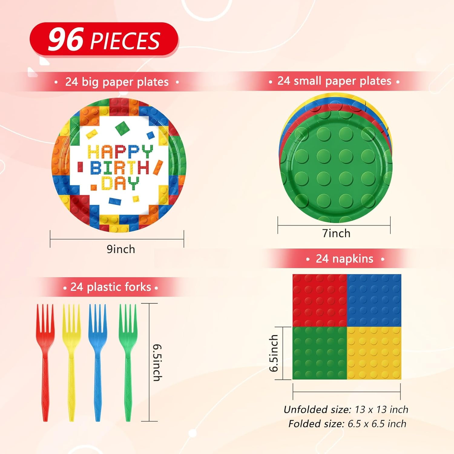 YUYAN-96PCS Building Blocks Birthday Party Supplies Building Blocks ...