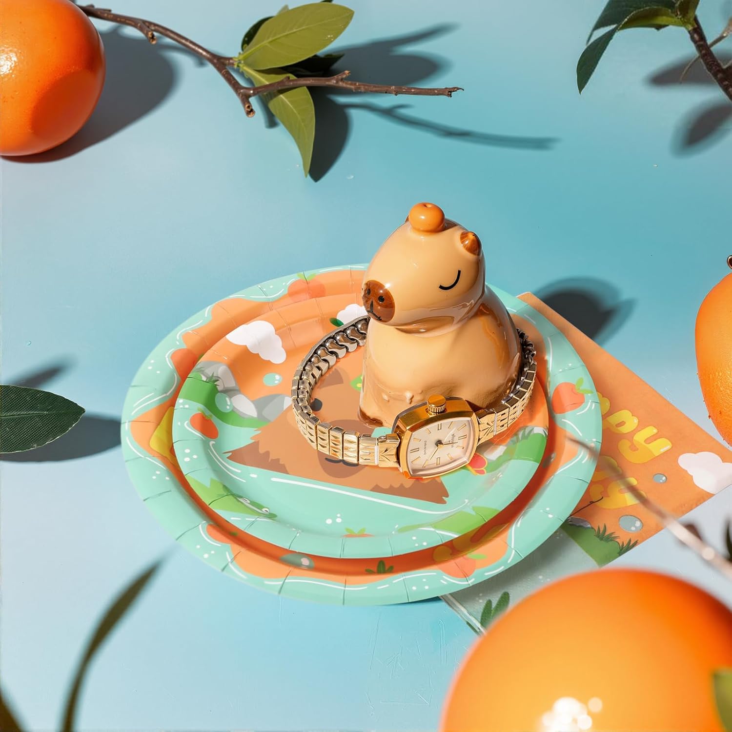 YUYAN-96Pcs Capybara Birthday Party Decorations, Cute Cartoon Capybara ...