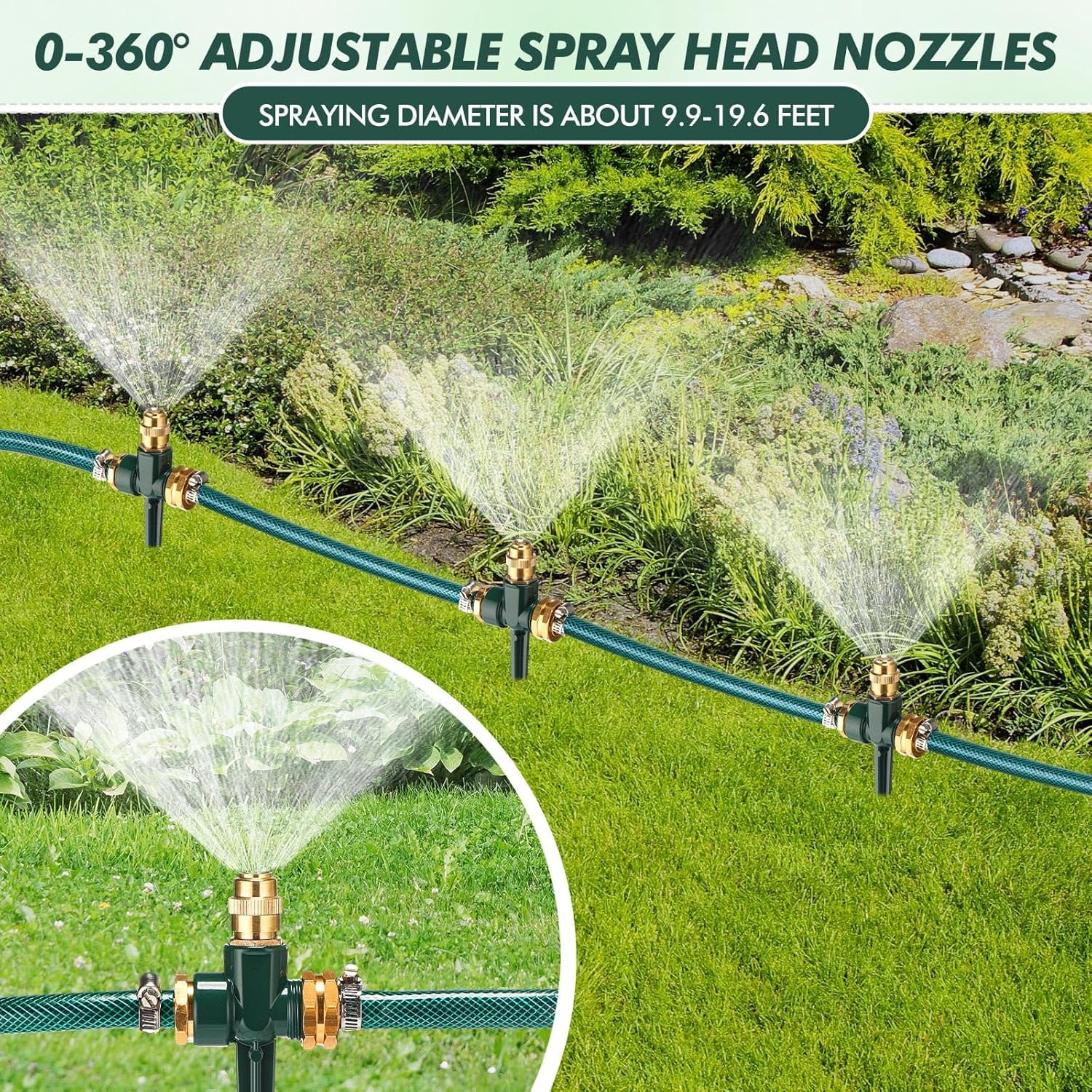 YUYAN-Above Ground Irrigation Garden Sprinkler System 3 Pack Lawn ...
