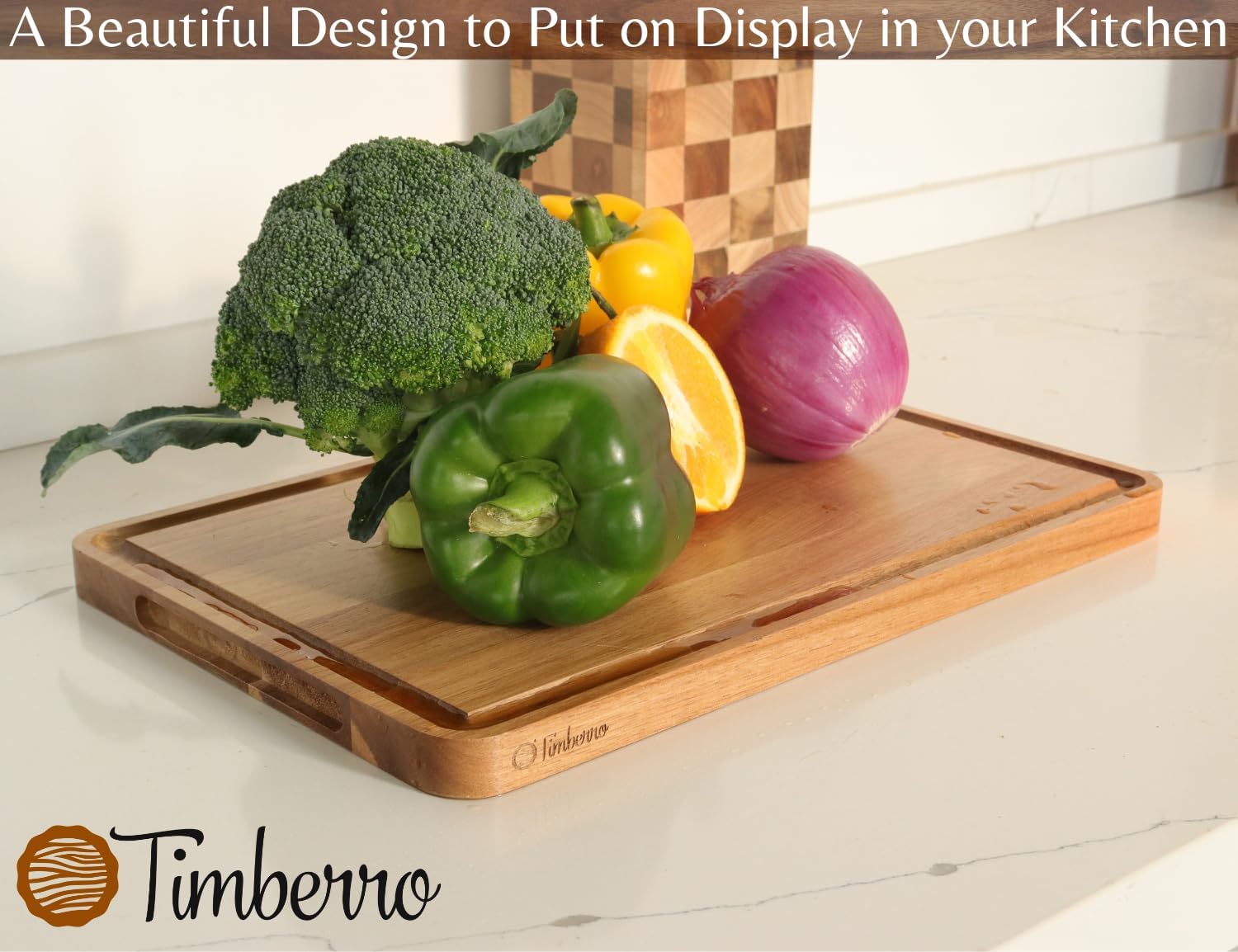 YUYAN-Acacia Wood Cutting Board (15x10x0.8 In.) - Solid Organic Wooden ...