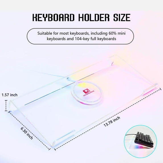 YUYAN-Acrylic Computer Keyboard Holder, 366 Kinds RGB Compact Tray ...