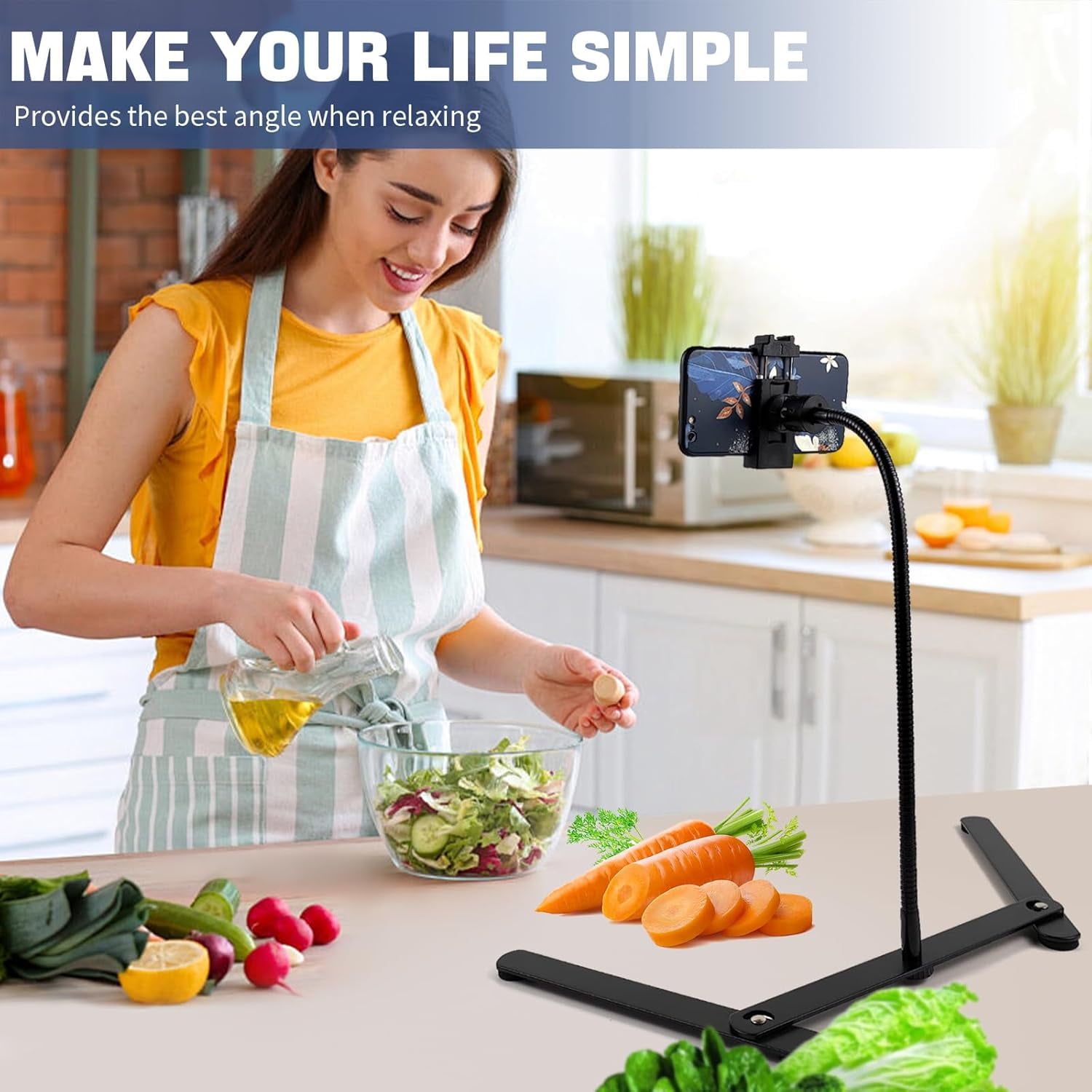 YUYAN-Adjustable Gooseneck Cellphone Holder,Overhead Phone Mount,Table ...