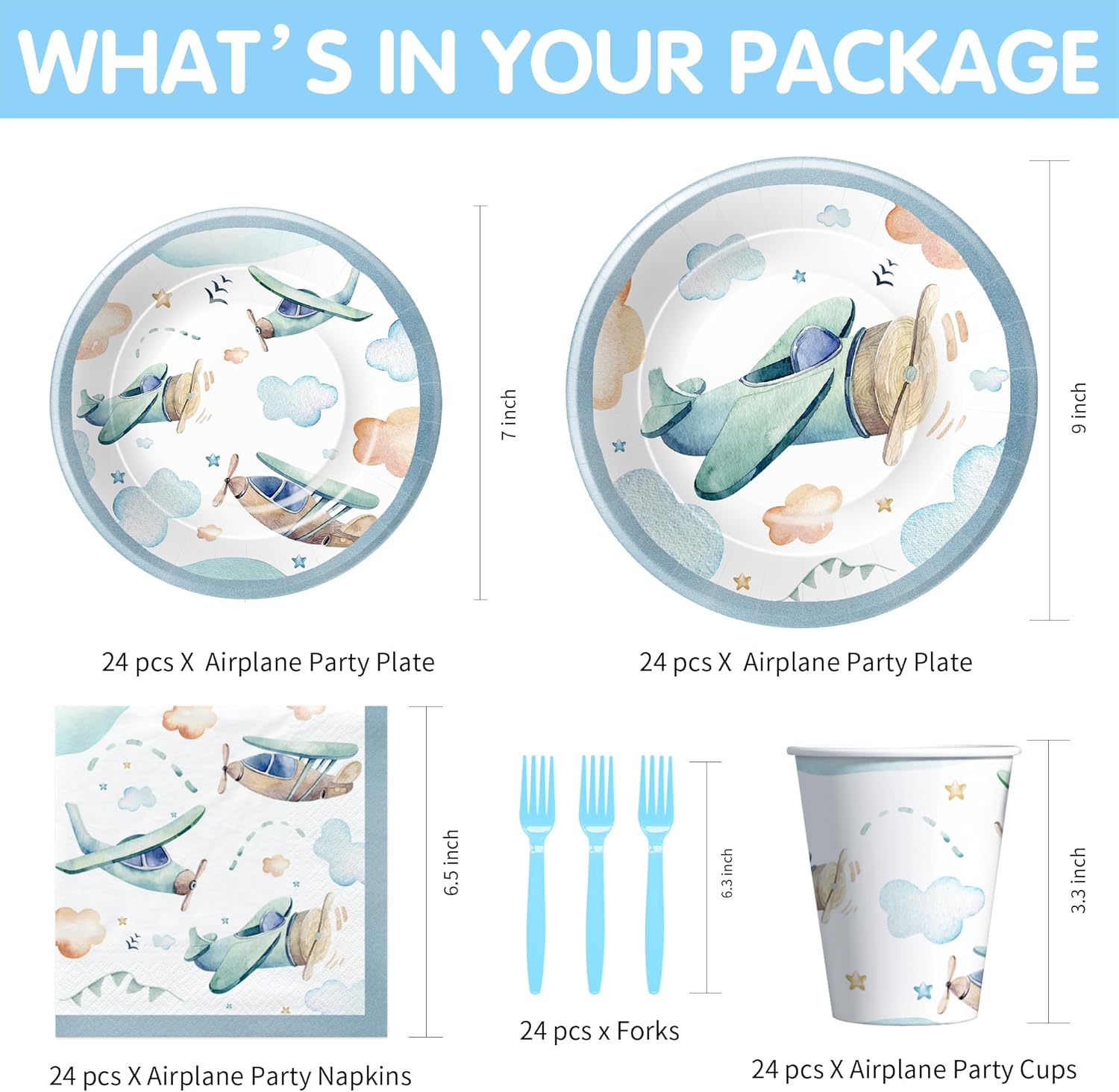 YUYAN-Airplane Birthday Party Supplies - Airplane Decorations Tableware ...