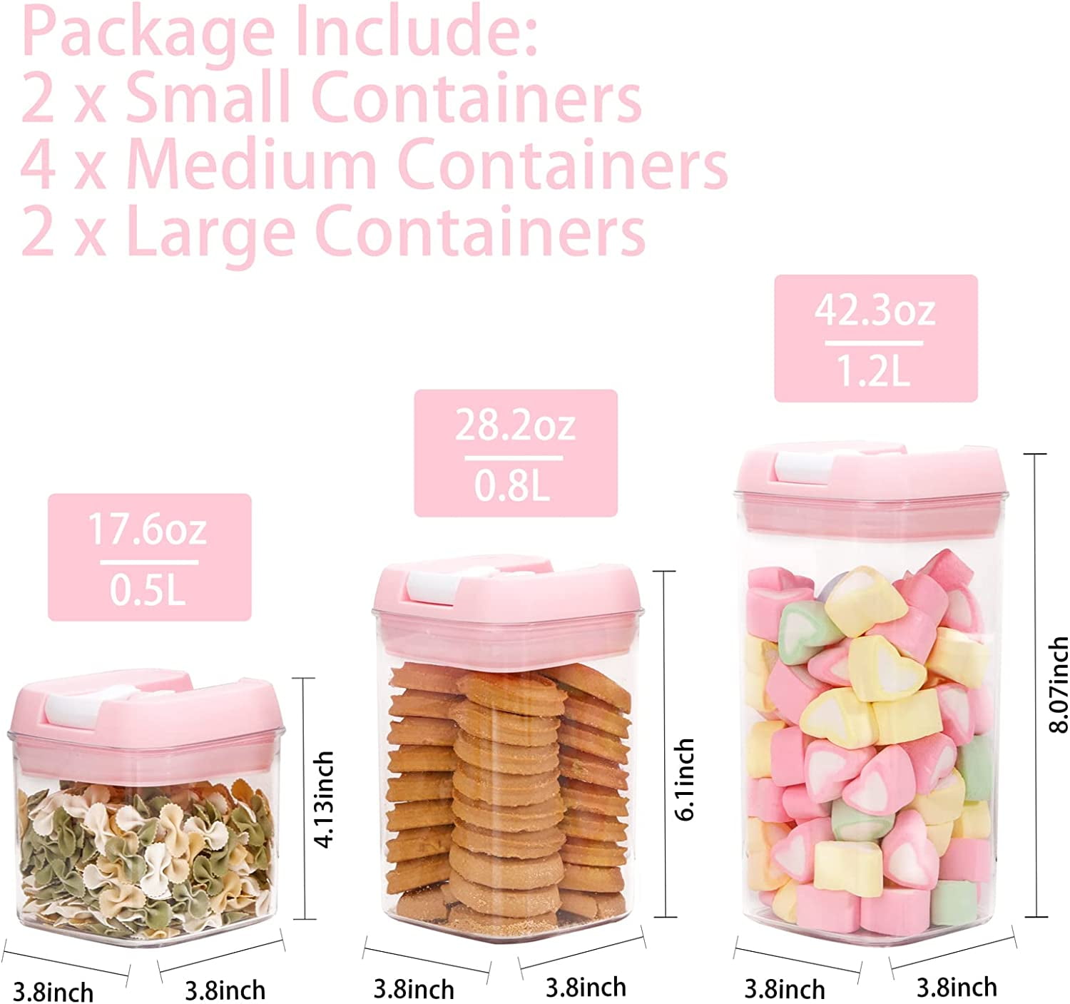 YUYAN-Airtight Food Storage Containers -8 Piece BPA Free Clear Plastic ...