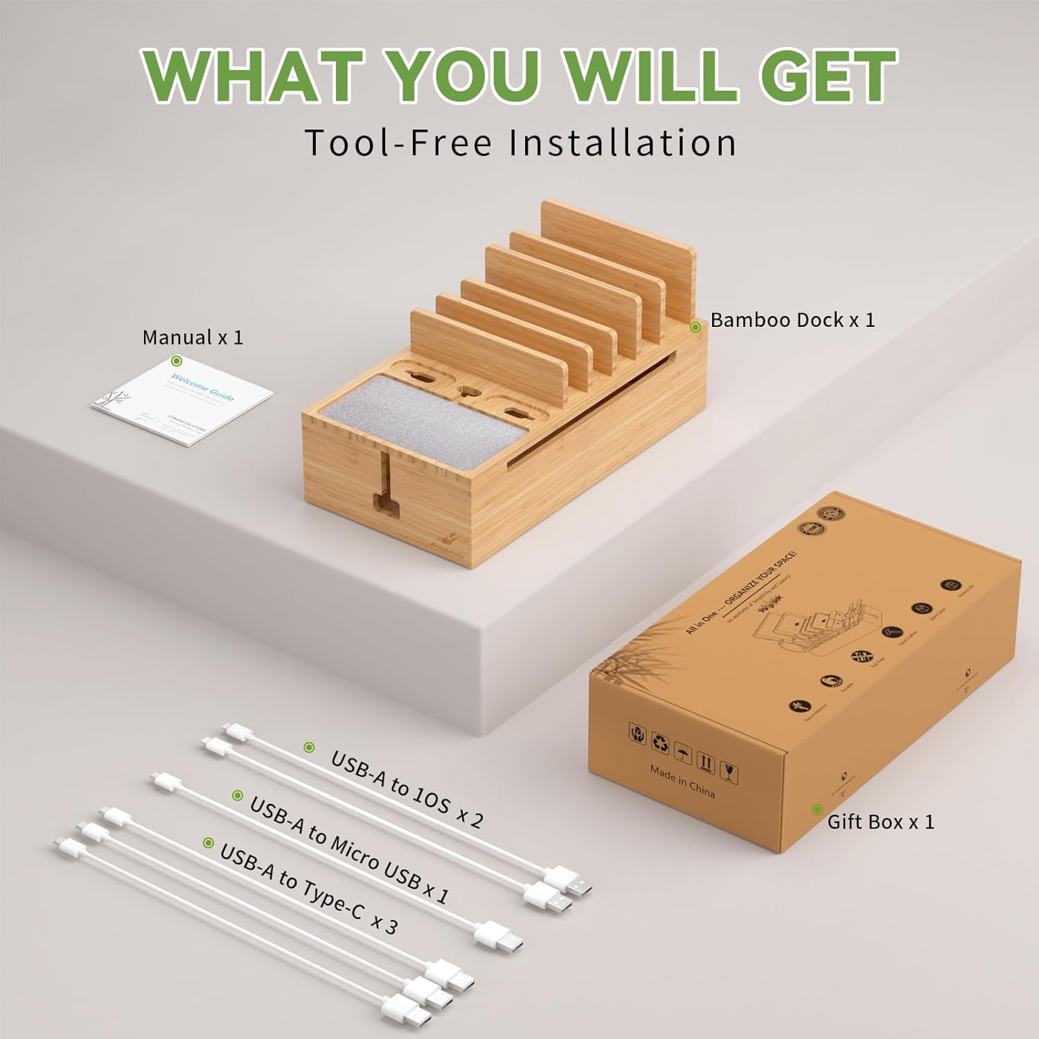 YUYAN-Bamboo Charging Stand Rack, Wooden Charge Box for Mobile Phones ...