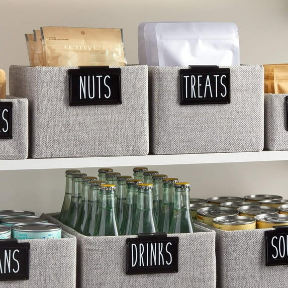 YUYAN-Basket Labels Clip-On Metal Label Holders - Black, 3.5 x 2.5 in, 8 Pack - Includes 40 ...