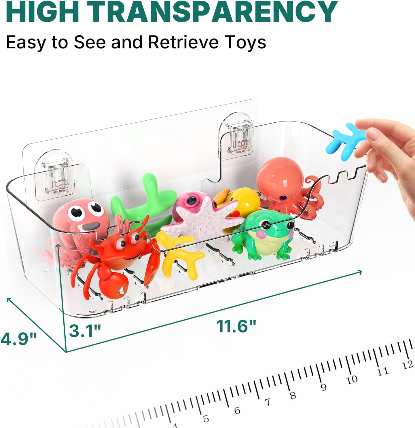 YUYAN-Bath Toy Storage Holder for Bathtub, Clear Acrylic Bath Toy ...