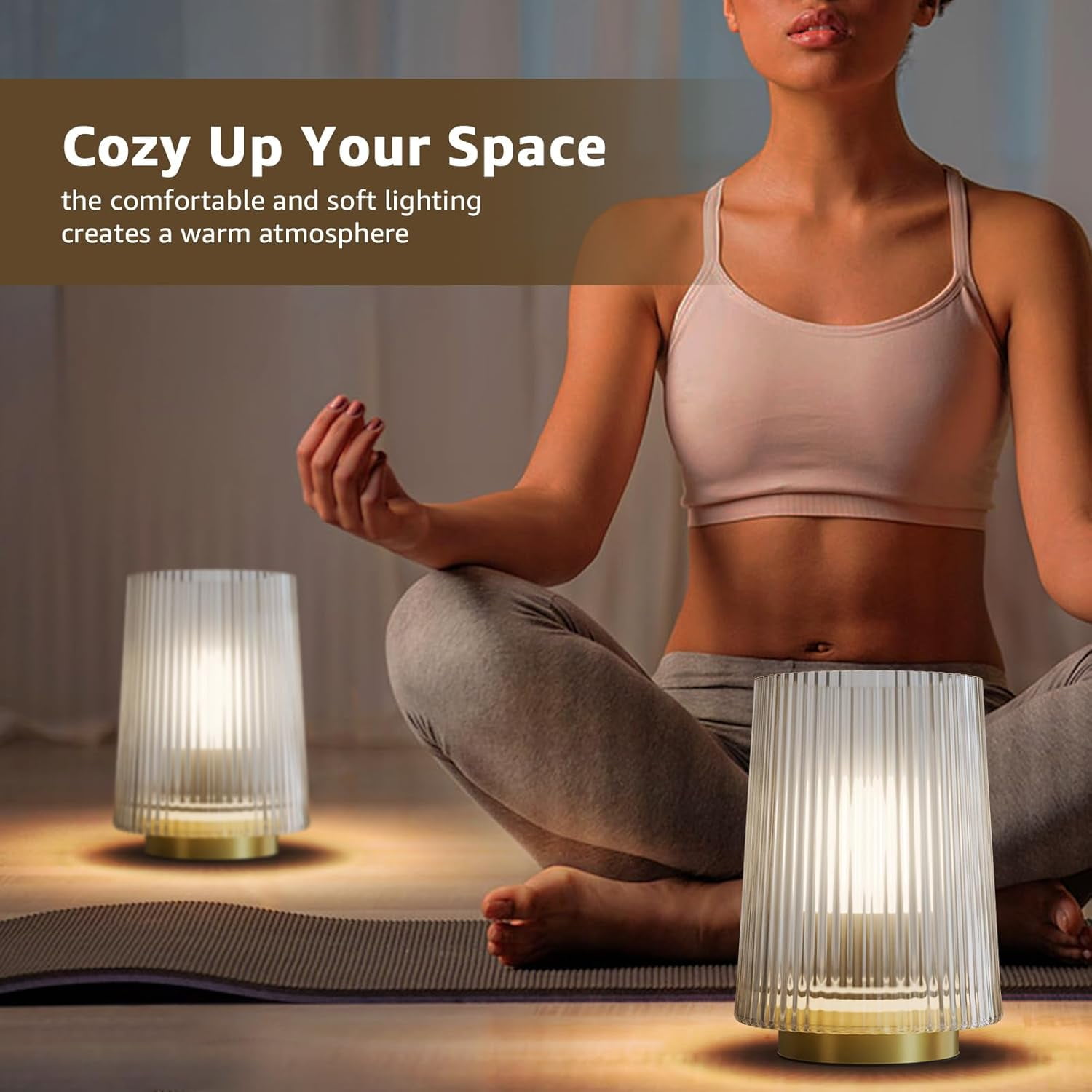 YUYAN-Battery Operated Lamp with Timer, 2-Pack Small Glass Table Lamps ...