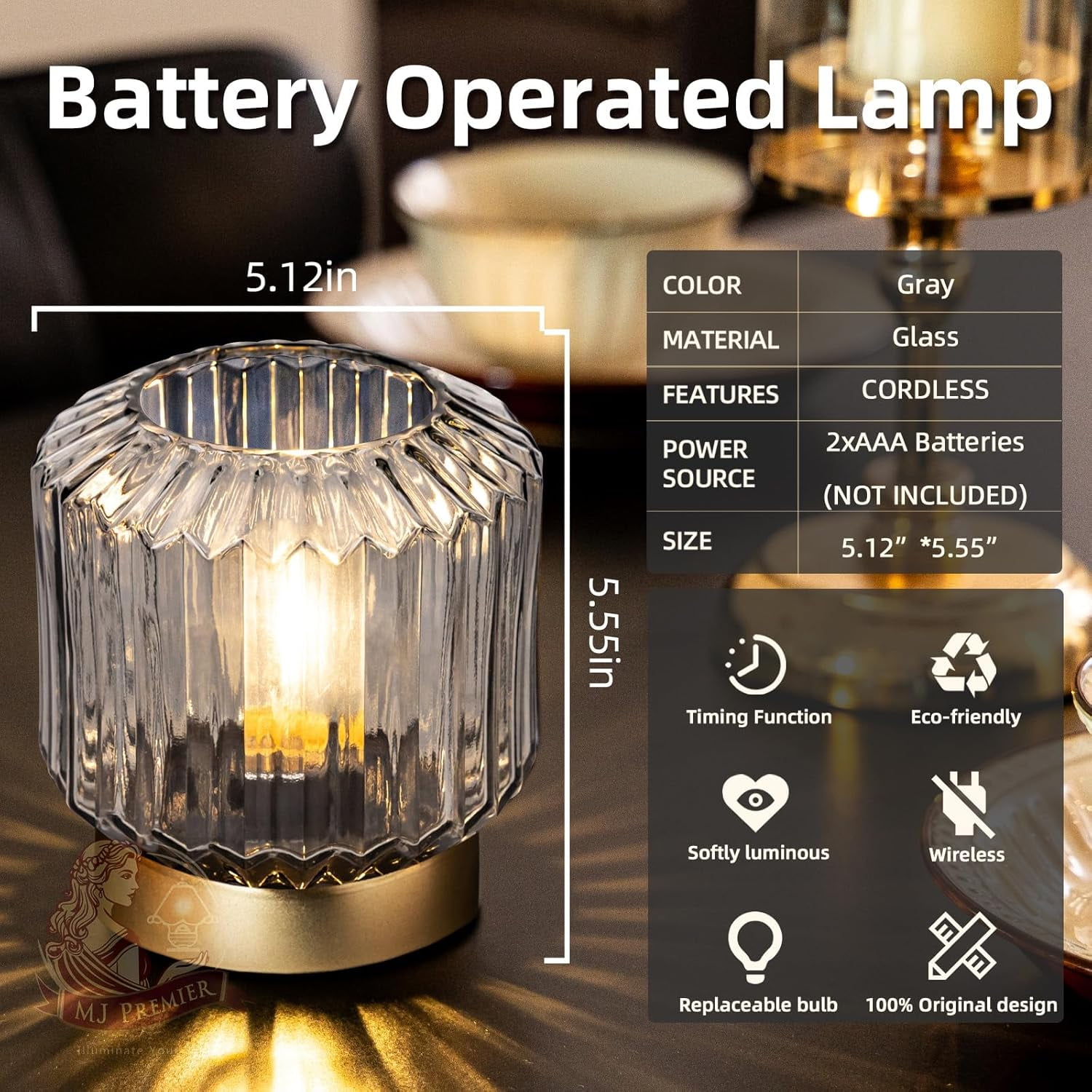 YUYAN-Battery Operated Lamp with Timer Cordless Table Lamps for Home ...