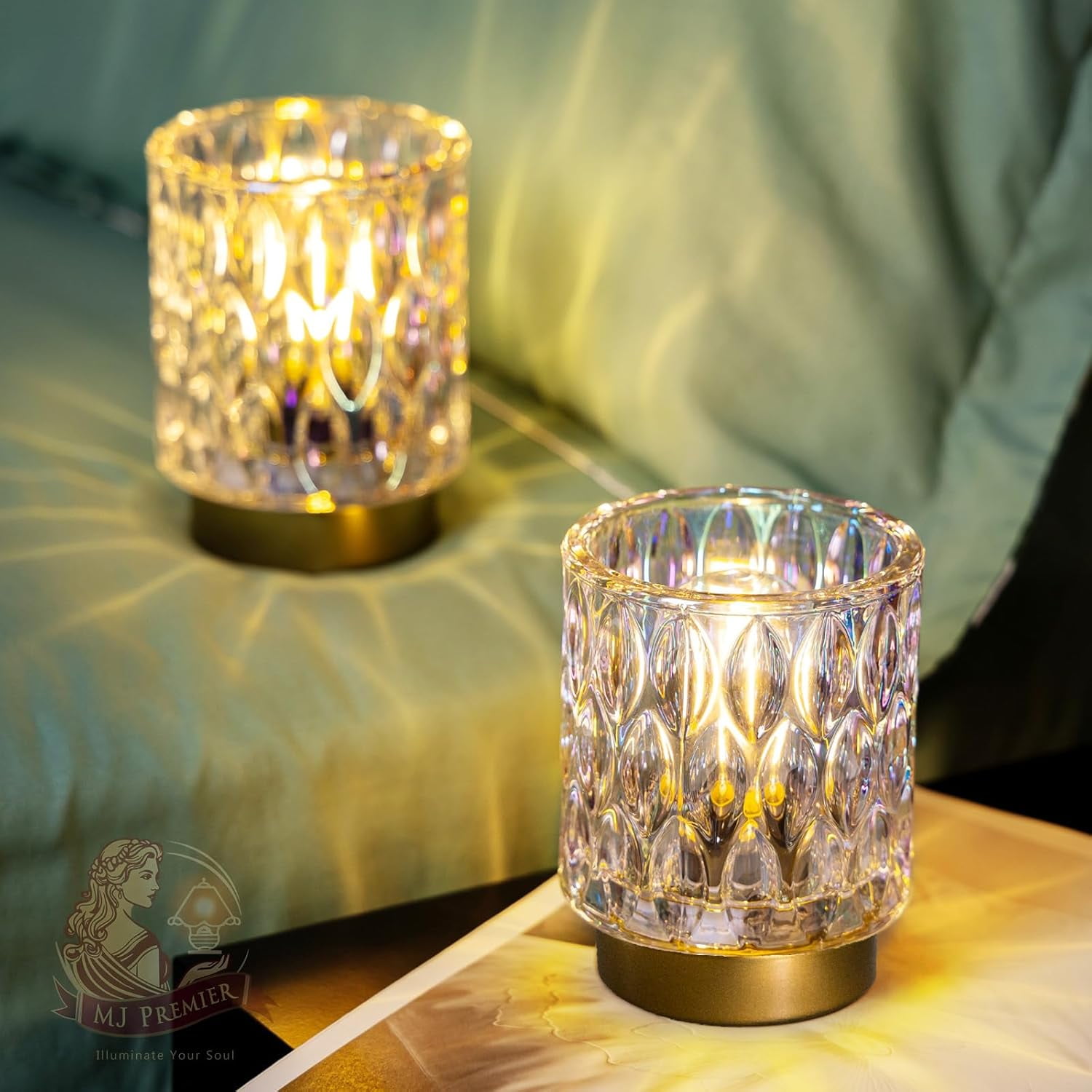 YUYAN-Battery Operated Table Lamps Timer, Mini Crystal Lamp for Area No ...
