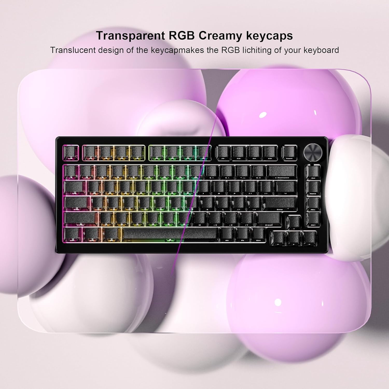 YUYAN-Black Clear keycaps Jelly Set 128 Keys PC/PBT Keyboard keycaps 75 ...
