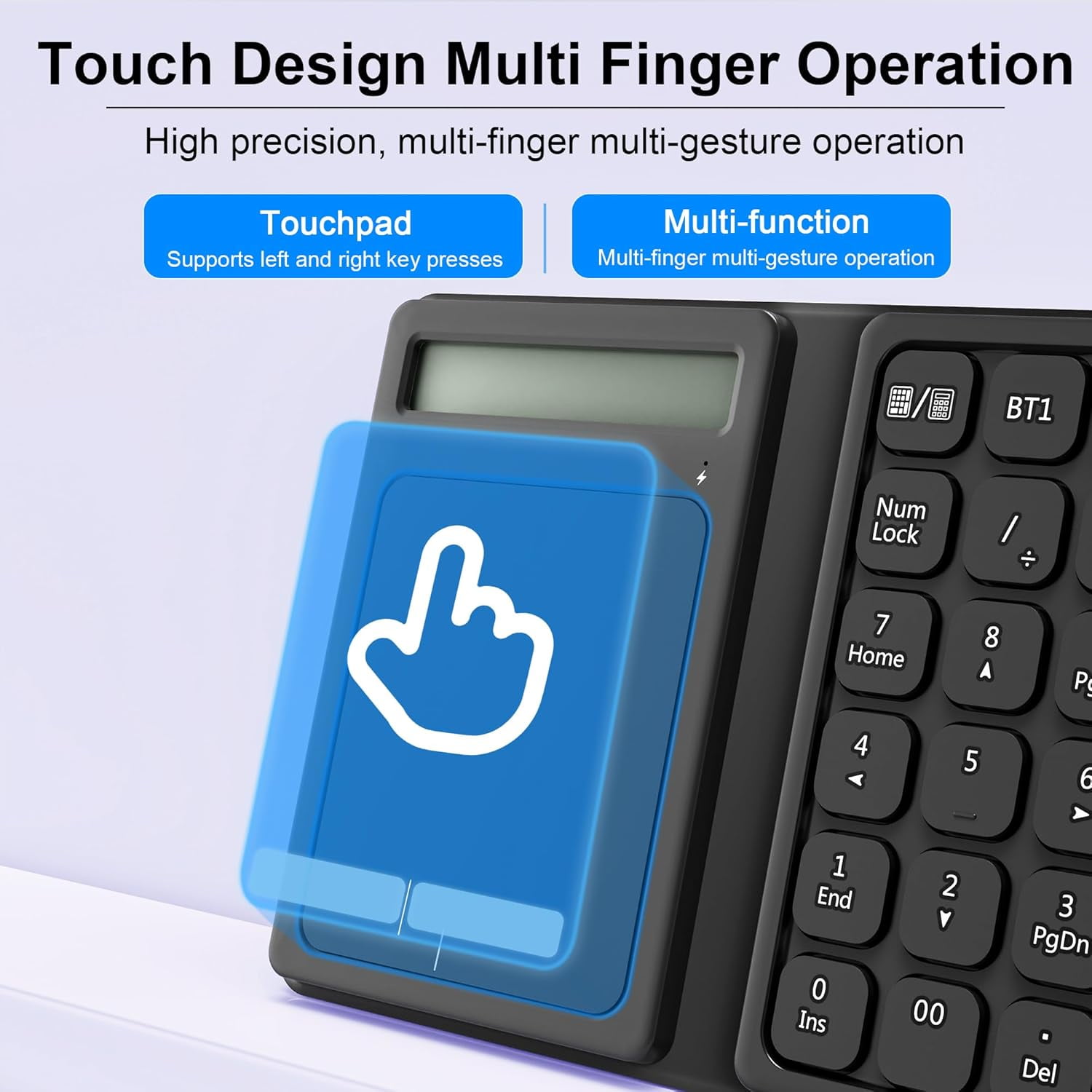 YUYAN-Bluetooth Number Pad, Foldable 2.4G Wireless Numeric Keypad with ...