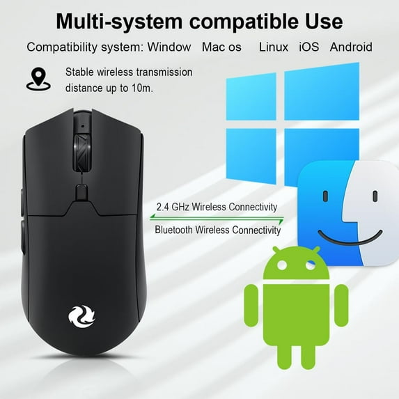 YUYAN-Bluetooth Wireless Mouse（BT5.2+USB 2.4G Receiver） Silent Quiet ClicksWorks with Dual Mode ...