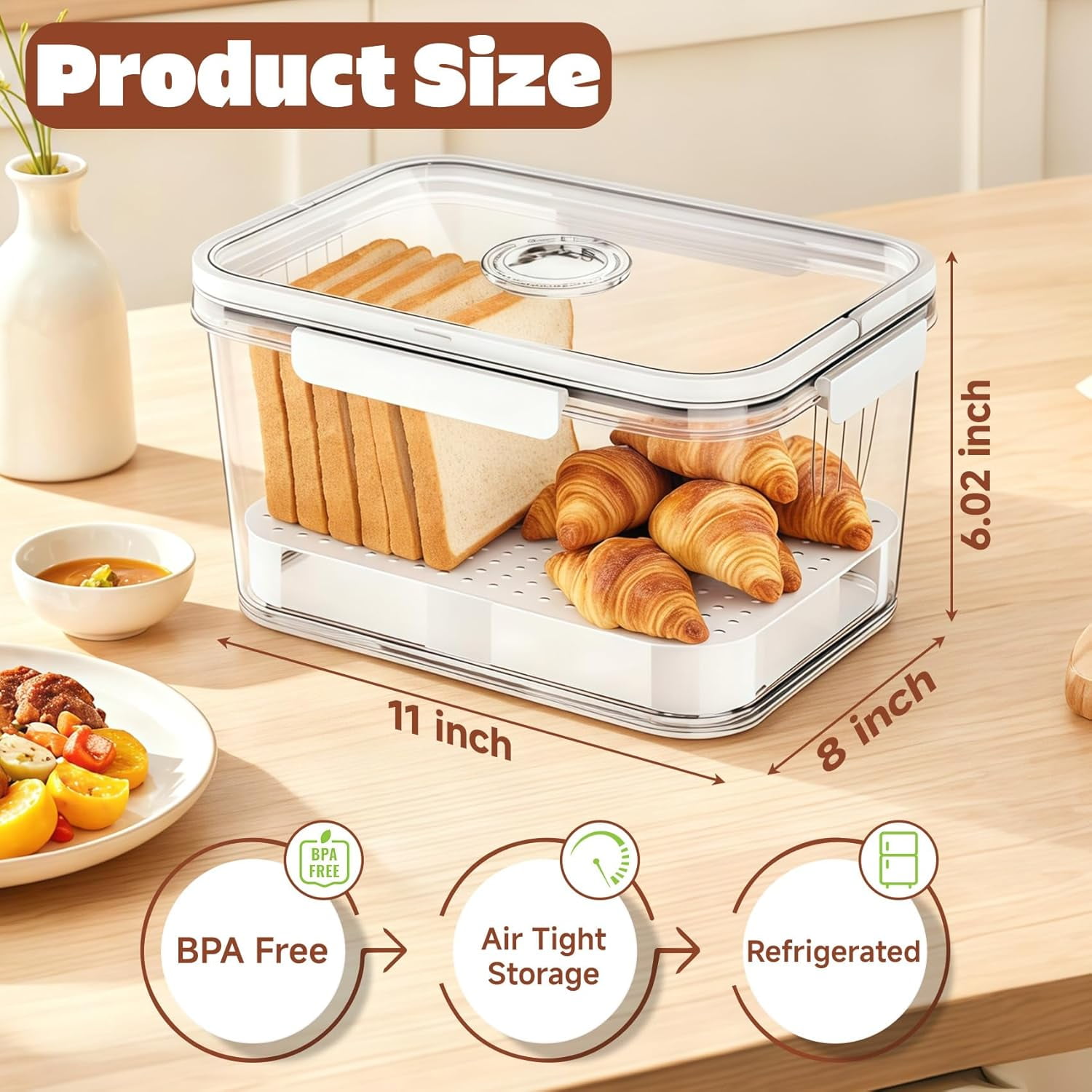 YUYAN-Bread Box for Kitchen Countertop | Airtight Bread Storage ...
