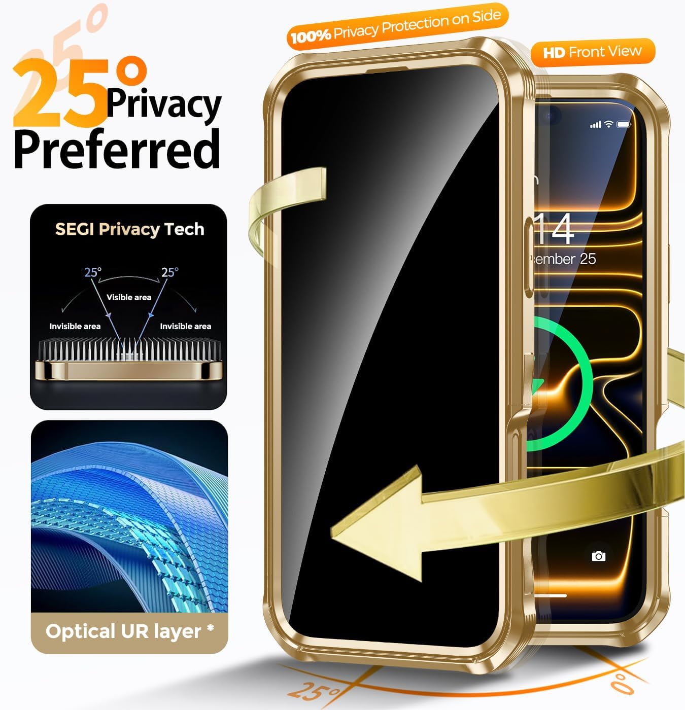 YUYAN-[Built-in Privacy Screen Protector & Invisible Ring Stand ...