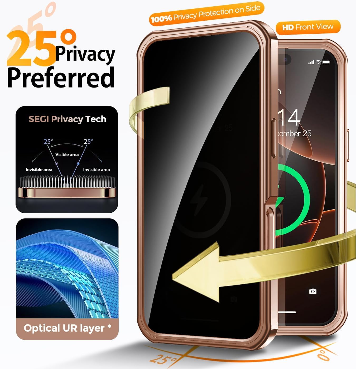 YUYAN-[CD Metal Ring Stand + Built-in Privacy Screen Protector ...