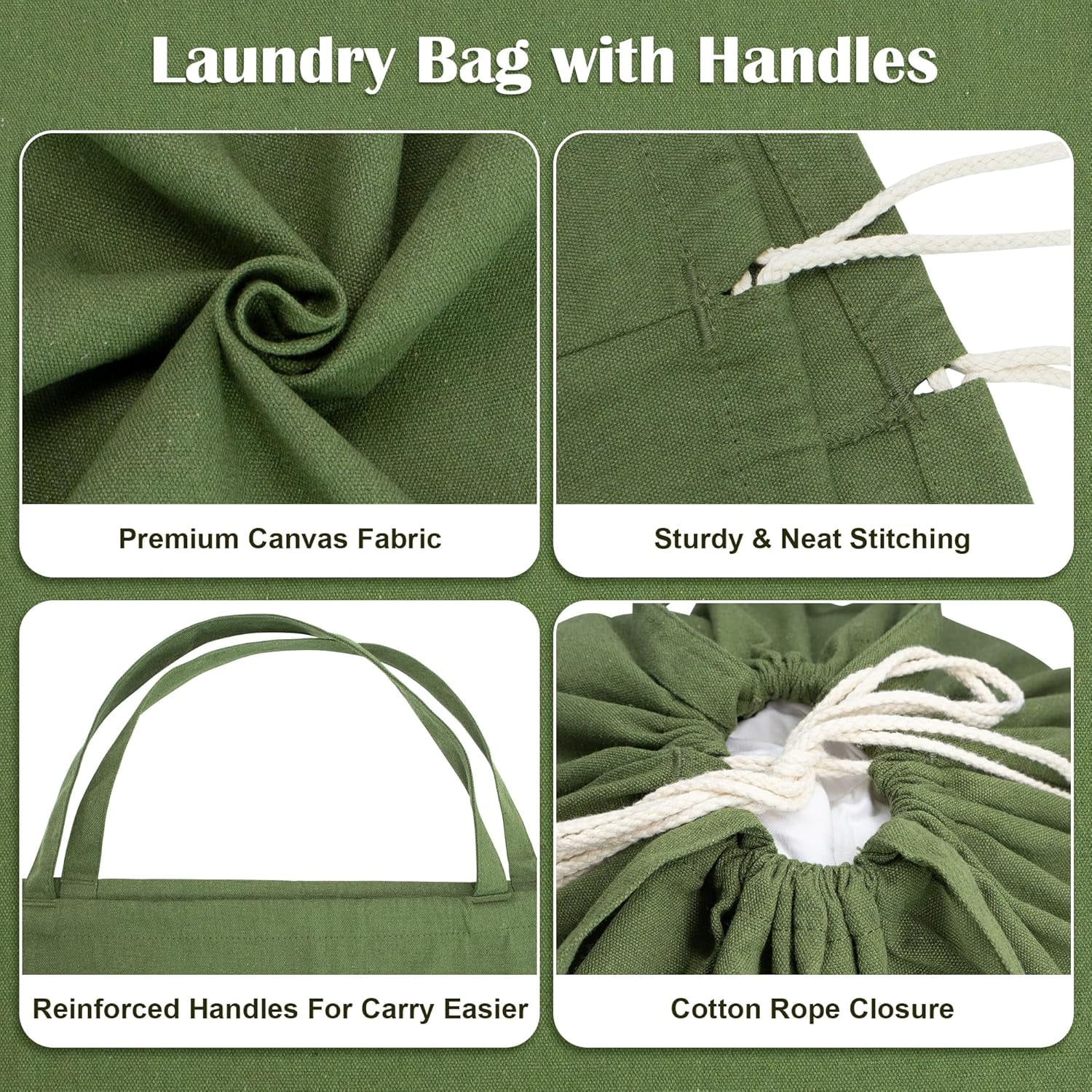 YUYAN-Canvas Laundry Bag 40in x 35in, Thick Cotton Laundry Bag with ...