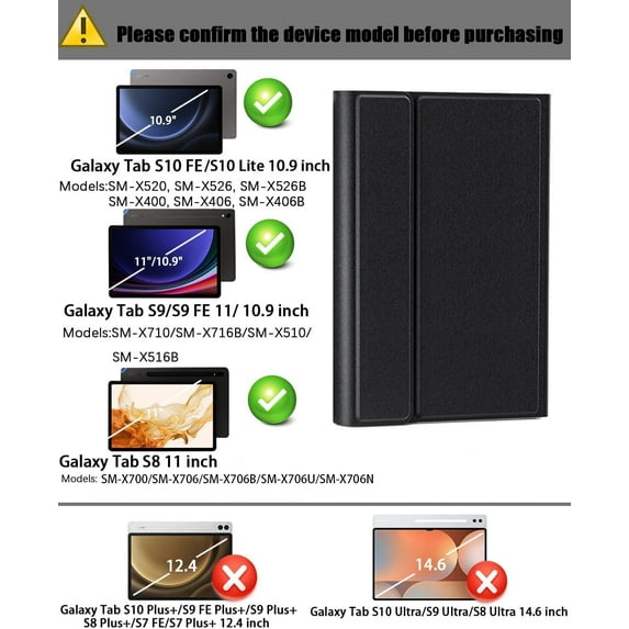 YUYAN-Case Keyboard for Samsung Galaxy Tab S10 Lite / S10 FE / S9 FE / S9 / S8 10.9-11 inch ...