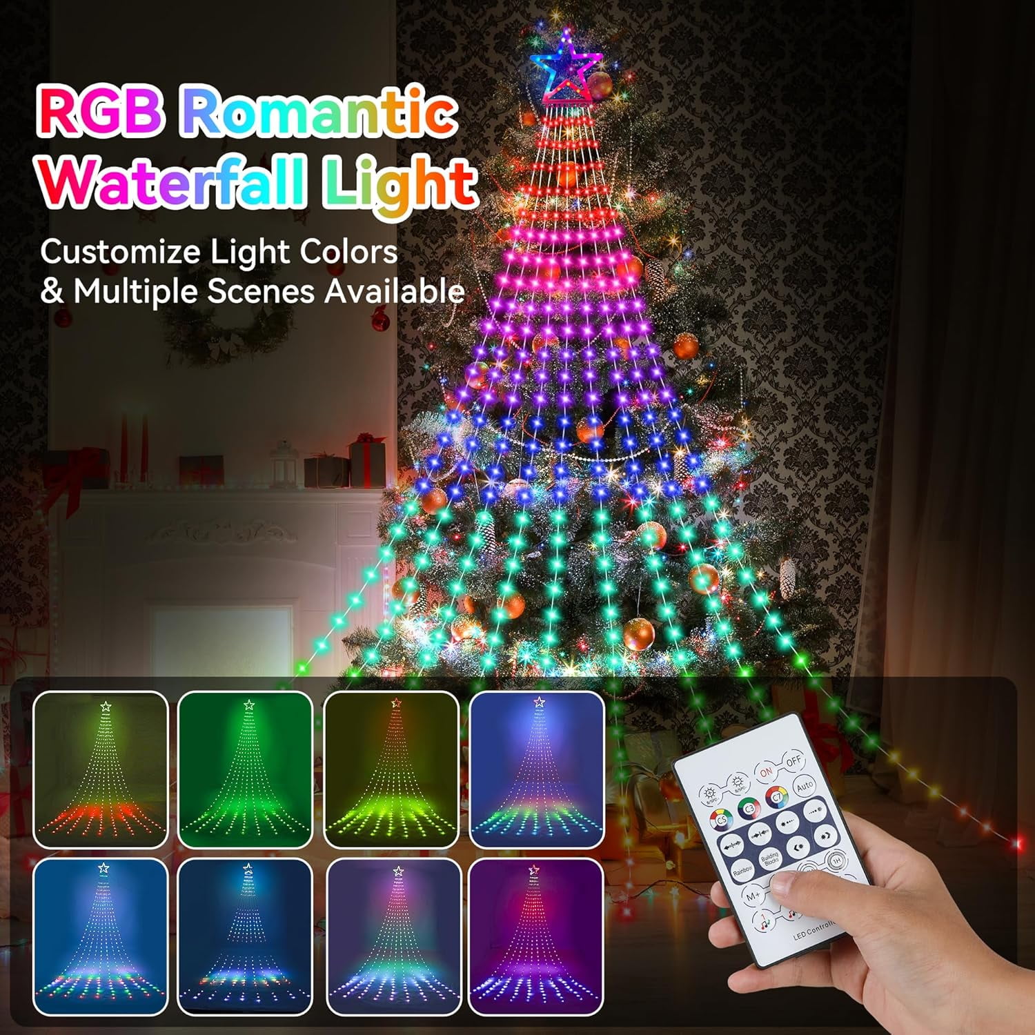 YUYAN-Christmas Decoration RGB String Lights, Outdoor Color Changing ...