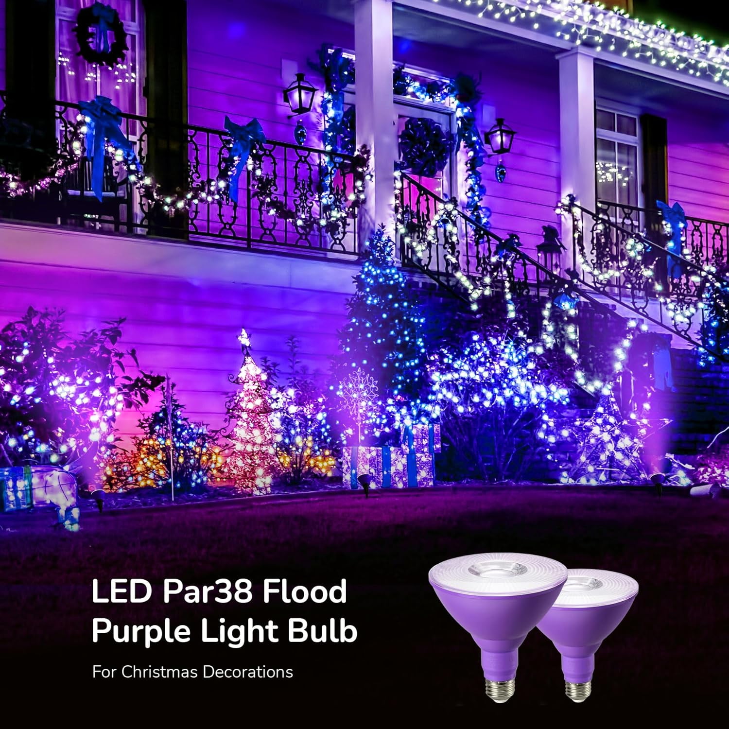 YUYAN-Christmas Decorations PAR38 Purple LED Flood Light Bulbs Outdoor ...