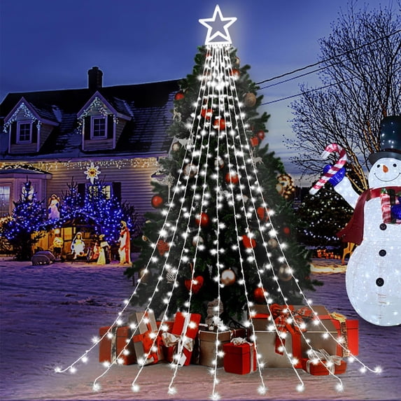 YUYAN-Christmas Decorations Star String Lights, 320 LED Waterfall Tree ...